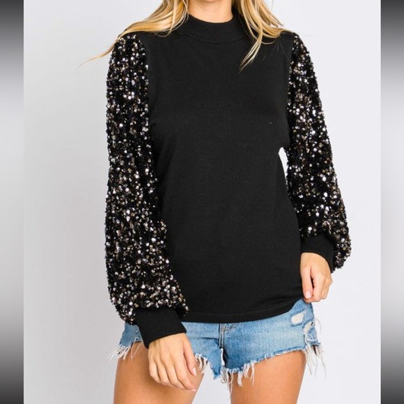 Sweaters | Sequin Sleeve Sweater Nwt | Poshmark